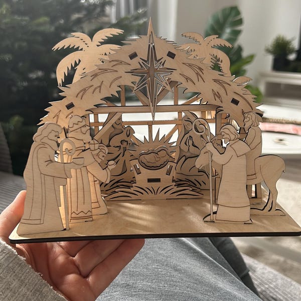 Nativity Scene Miniatures Laser Cut Svg File Glowforge Nativity ...