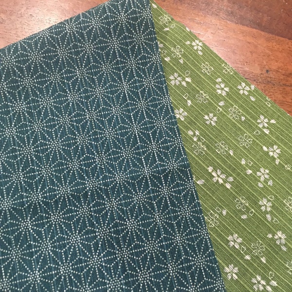 Green & Blue Sevenberry Double Sided Sakura Cherry Blossom and Asanoha ...