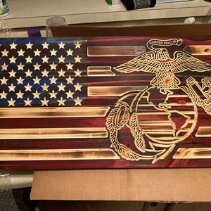 Rustic American Marine EGA Seal Flag Custom 12x23 Made From | Etsy