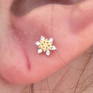 14k Solid Gold Heart Rook Earring Heart Rook Piercing Diamond Curved ...