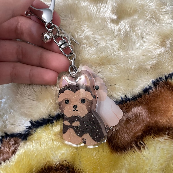 Black & Tan Yorkie Yorkshire Terrier Dog Breed Acrylic Keychain ...