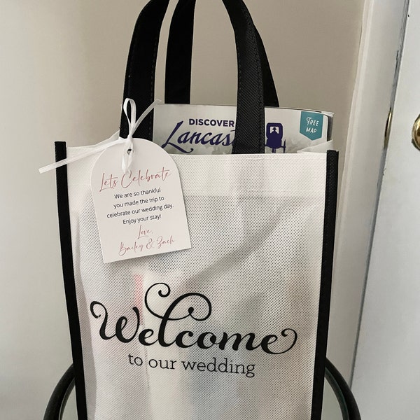 Printed Wedding Welcome Bag Tags, Boho Wedding Gift Tags, Tote Bag Tags ...