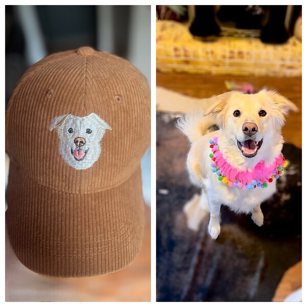 Put Your Pet on a Baseball Cap, Custom Embroidered Dog Portrait Cap ...