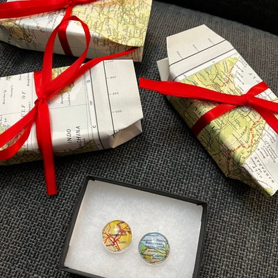 Map Cufflinks Custom Vintage Maps. Select Two Locations. Anywhere in ...