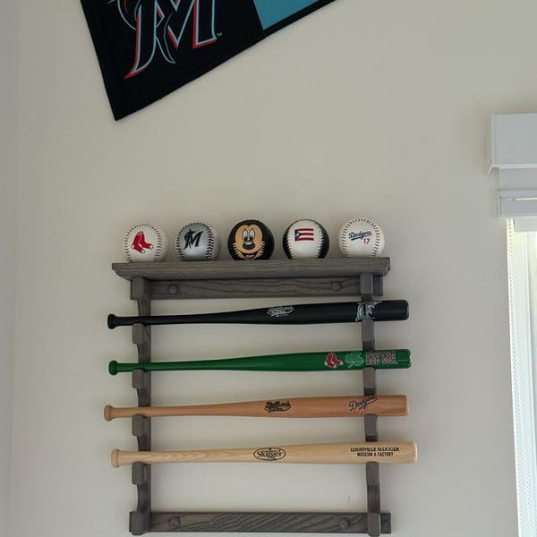 10 Mini Souvenir Bat Horizontal Baseball Bat Display Rack With Ball ...