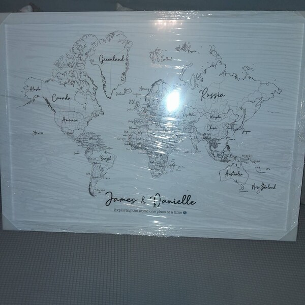Personalised World Travel Push Pin Map Framed - Etsy UK