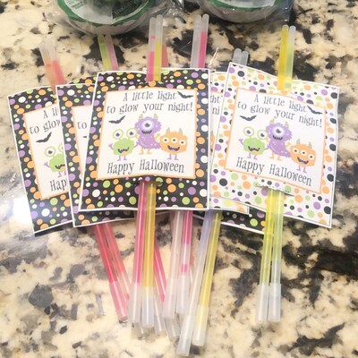 Printable A Little Light to Glow Your Night. Monster Glow Stick Cards ...