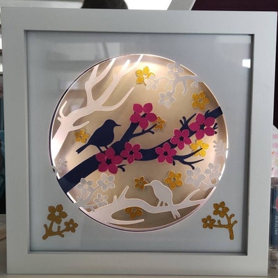 Cherry Blossom Sakura Shadow Box SVG, 3d Papercut Trees and Flowers ...