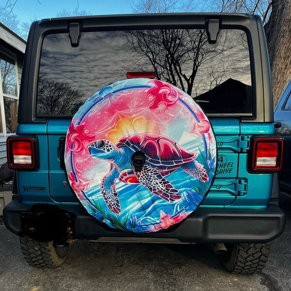 Colorful Mandala Sea Turtle Spare Tire Cover With Camera Hole, Sea ...