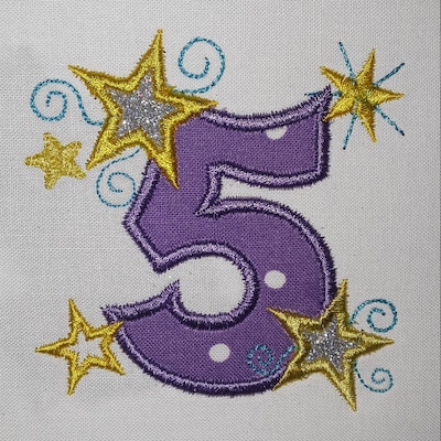 BX Star Numbers Set Birthday Applique Machine Embroidery Design 1,2,3,4 ...