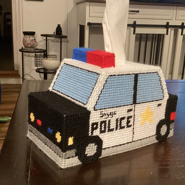 Police Car Tissue Topper-plastic Canvas Pattern-pdf Download - Etsy