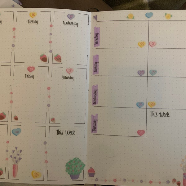 February Monthly Bullet Journal Sticker Kit - Valentines Themed ...