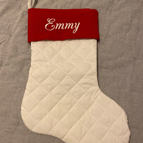 Personalized Christmas Stocking. Quilted Christmas Stocking With Ivory ...