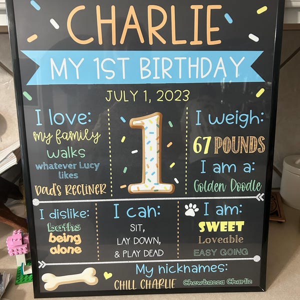 Dog First Birthday Sign, Puppy 1st Birthday Poster, Puppy First ...