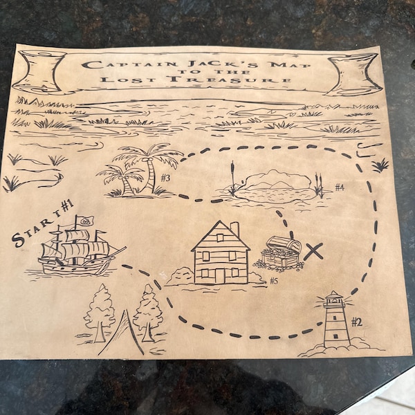 Custom Pirate Treasure Map, Pirate Party, Handmade Leather, Genuine ...