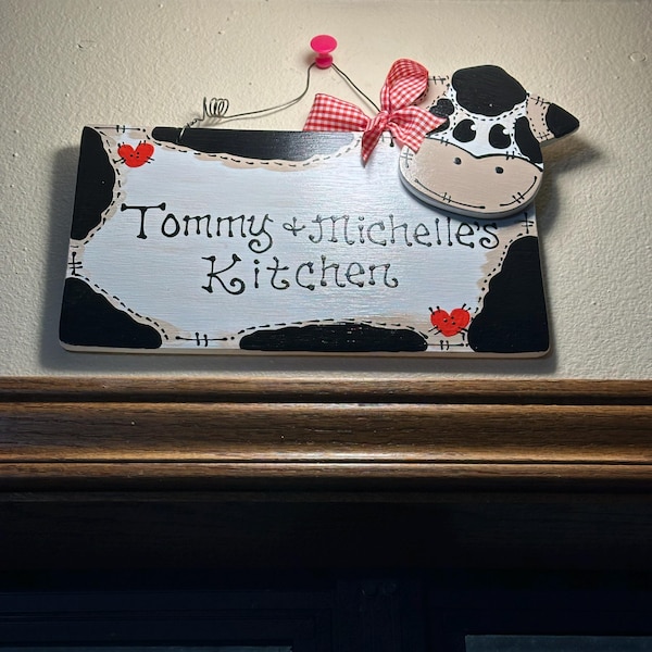 Personalized Cow Country Kitchen Sign Handcrafted Handpainted Wood ...