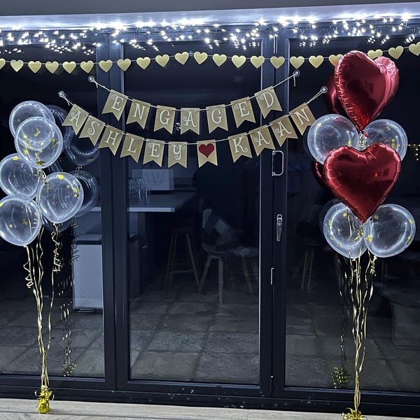 Engaged Bunting Banner Garland. Personalised Engagement Bunting Banner ...