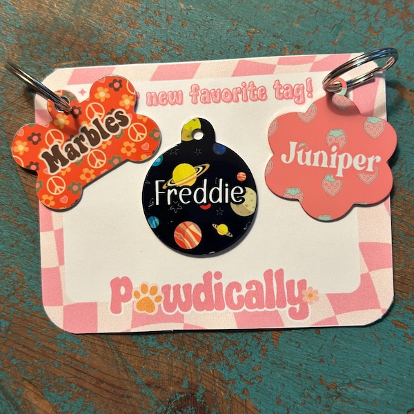 Personalized Pet Tag Cherry Dog Name Tag Dog Tag Pink Pet ID Tag Custom ...