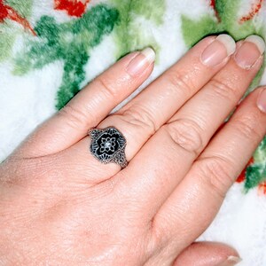 White Inset Stone Ring/ Sterling Silver/ Embellished Gem & CZ | Etsy