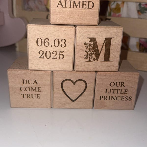 Personalised Baby Block Keepsake Cubes, Baby Name Blocks, Wooden Letter ...