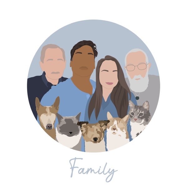 Custom Minimalist Family Portrait With Your Names! Faceless Digital ...