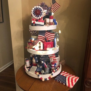 Round Wooden Firecrackers/ Tiered Tray Decor/ Wooden Fireworks ...