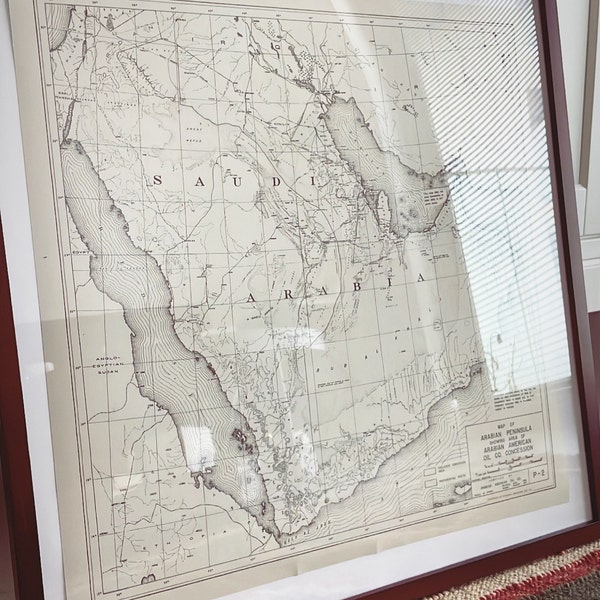 Old Aramco Map, 1953 - First Arabian American Oil Company Map - Saudi ...