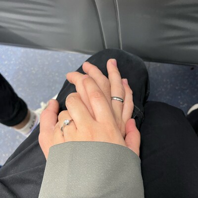 Black Couples Engraved Promise Ring Set Diamond Heart Ring - Etsy