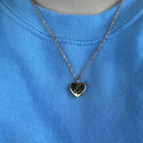 Initial Heart Locket Necklace by Caitlyn Minimalist • Gold Locket Photo ...