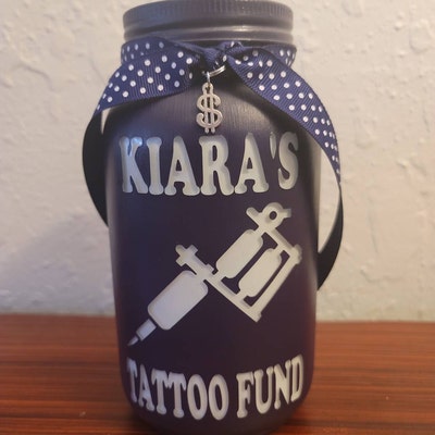 Tattoo Fund Painted Mason Jar, Tattoo Fund, Tattoo Fund Bank, Bank ...