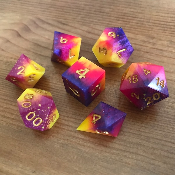 Faerie Fire | Handmade | Sharp Edge Dice Set | Dungeons & Dragons | DND ...