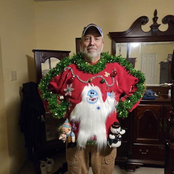 Custom 3-D Furry Fuzzy the Abominable Snowman Tacky Ugly Christmas ...