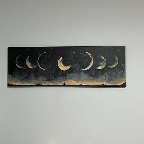 Moon Phases Wall Art, Vintage Night Sky Sign, Abstract Moon Wall Decor ...