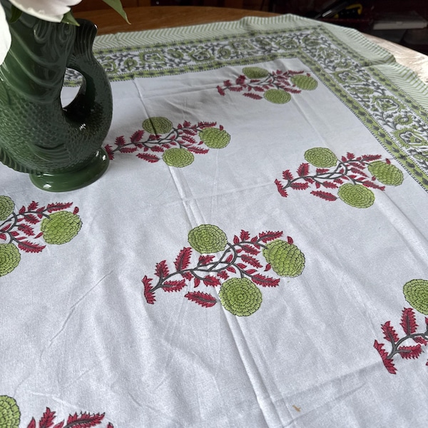 Vintage Cotton Hand Block Print Tablecloth Rectangle/square/round Table ...