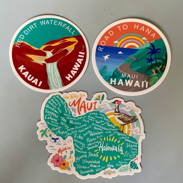 Kawaii Oahu Map Sticker - Hawaii - Etsy