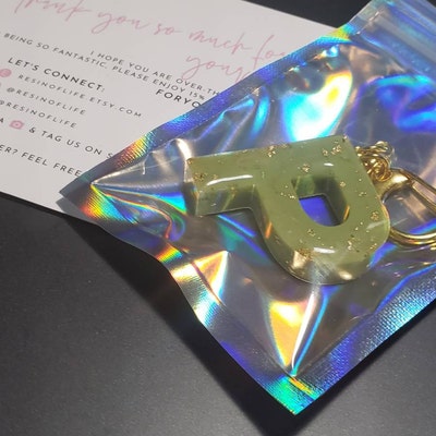 Custom Initial Keychain Pastel & Gold Letter Keychain - Etsy