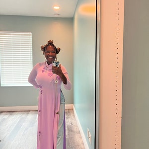 Pink Vietnamese Traditional Ao Dai Long Dress With 3D Flower , Including Pants - Etsy