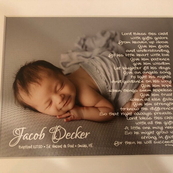 Baptism Gift for Godson Grandson Baby Boy Lord Bless This Child ...