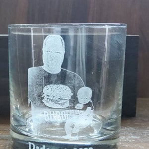 Etched Picture Rocks Glass Father's Day, Dad Gifts, Personalized ...