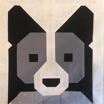 Border Collie Dog Puppy Quilt Block PDF Pattern Instructions for 6 Inch ...