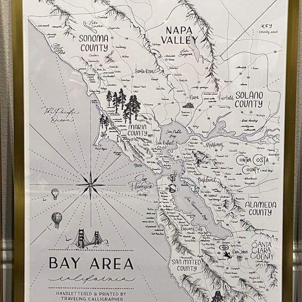 Bay Area Map Print - Yay Area - San Francisco Map - San Jose - Map of ...