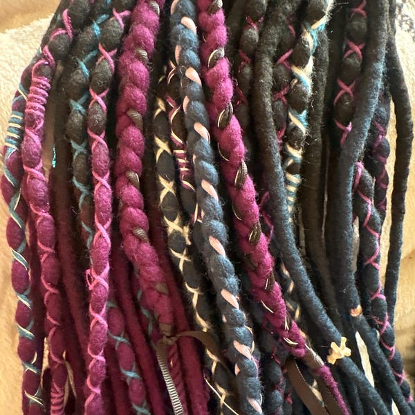Wool Dreadlocks Ombre Black-purple, Ombre-black-blue Navy Braids ...