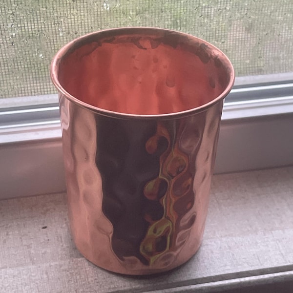 100% Pure Copper Cup 250ml 8 Oz Tumbler Glass Mug Holistic Health Yoga ...