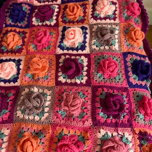 CROCHET PATTERN Rose and Square, Crochet Rose Pattern. US Terms english ...