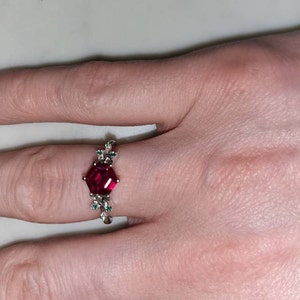 Unique Kite Cut Ruby Engagement Ring Milgrain Vintage July Birthstone ...