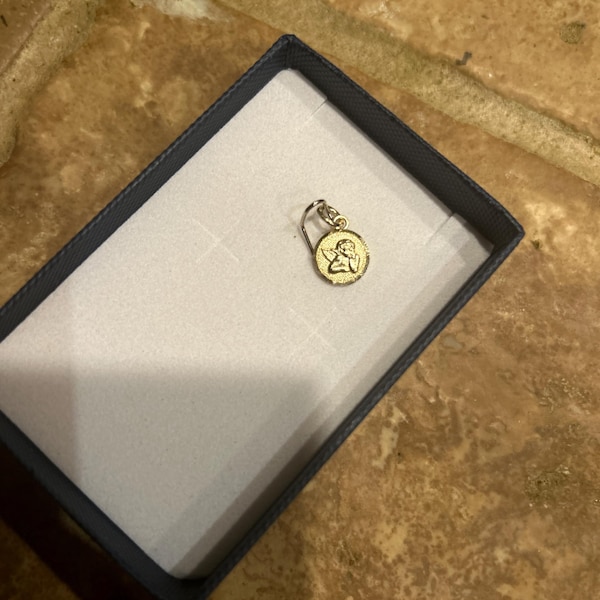 Solid Gold Angel Charm: 10k/14k Diamond Cut Religious Pendant - Etsy