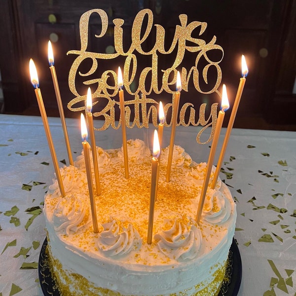 Golden Birthday Cake Topper, Any Name Golden Birthday Topper, Happy ...