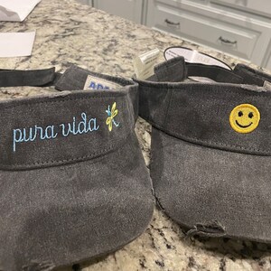 Custom Text Distressed VISORS Embroidered Visor Monogrammed ...