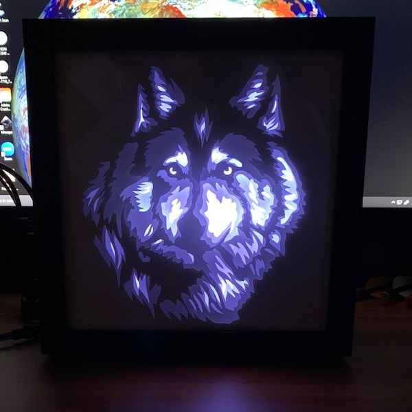 Wolf Paper Cut Light Box Template, Shadow Box, 3D Papercut Lightbox Svg ...