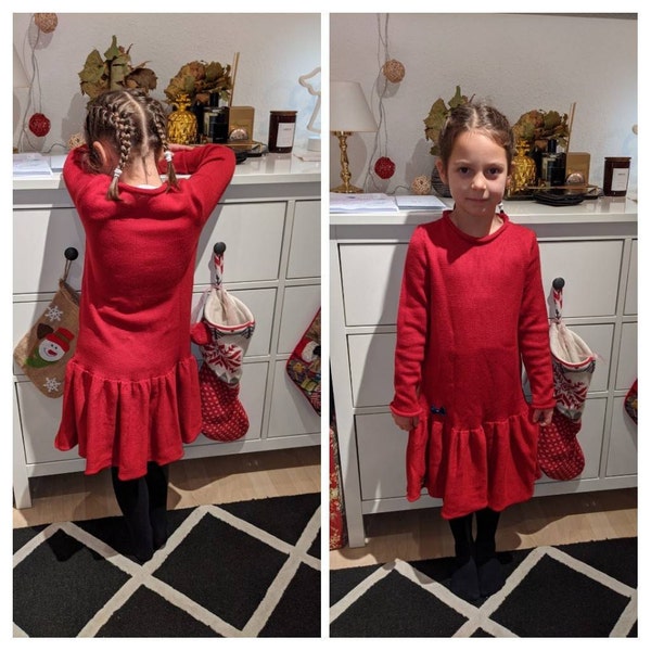 Merino Wool Knit Dress for Girl Fit and Flare Low Waist Toddler Girl ...